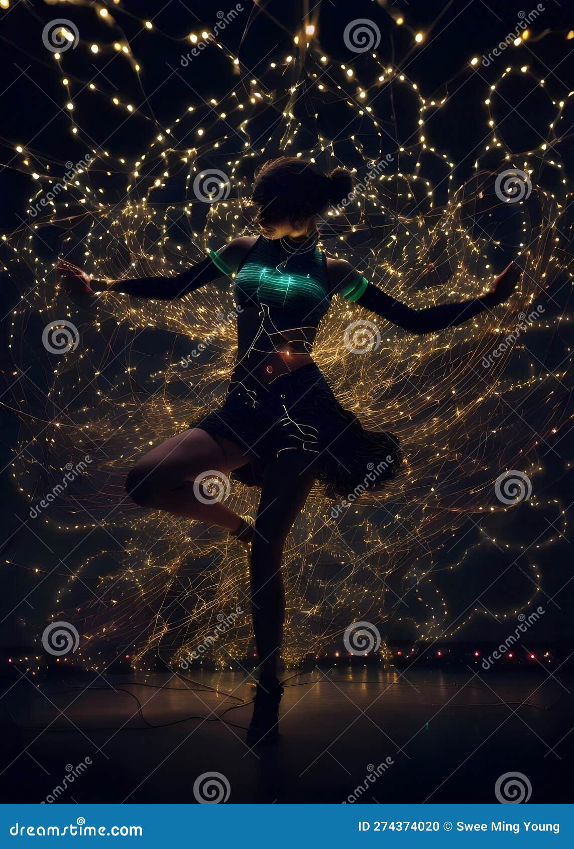 Image of an Abstract Shadowy Human Figure Dancing Form Made Up of Wires ...