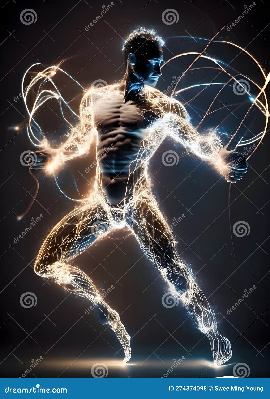 Image of an Abstract Shadowy Human Figure Dancing Form Made Up of Wires ...