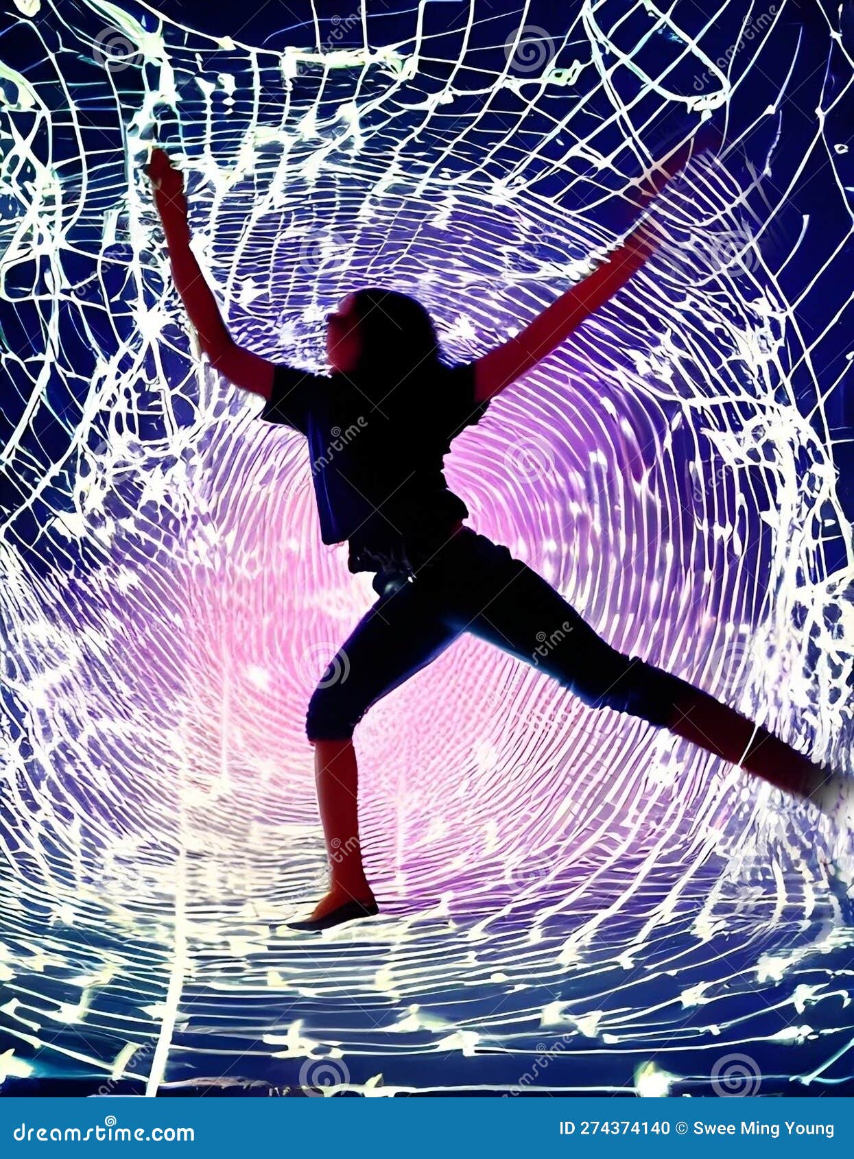 Image of an Abstract Shadowy Human Figure Dancing Form Made Up of Wires ...