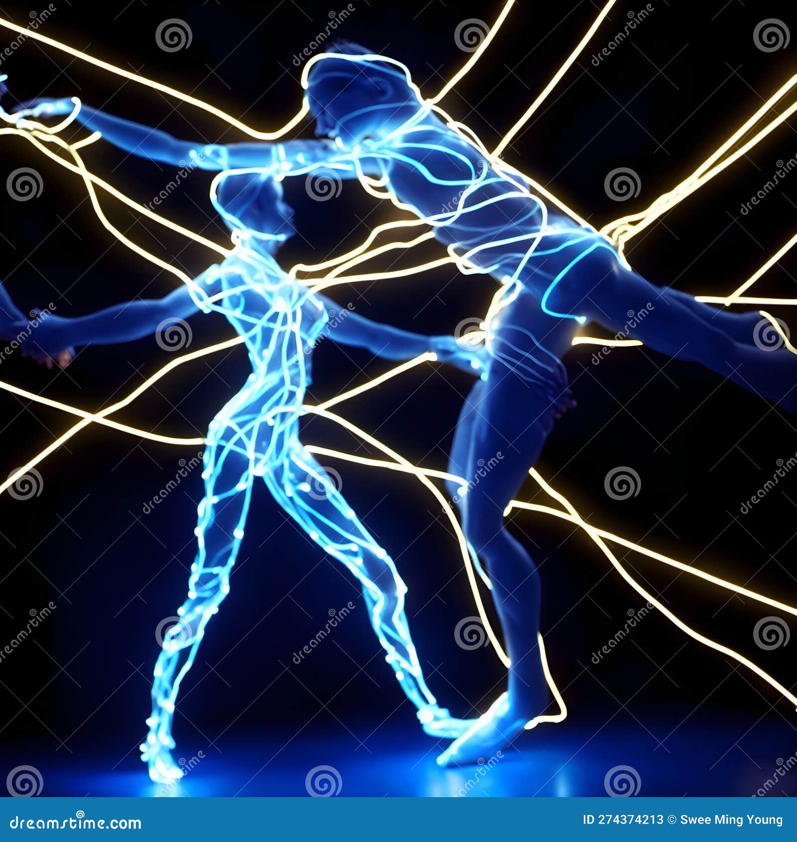 Image of an Abstract Shadowy Human Figure Dancing Form Made Up of Wires ...