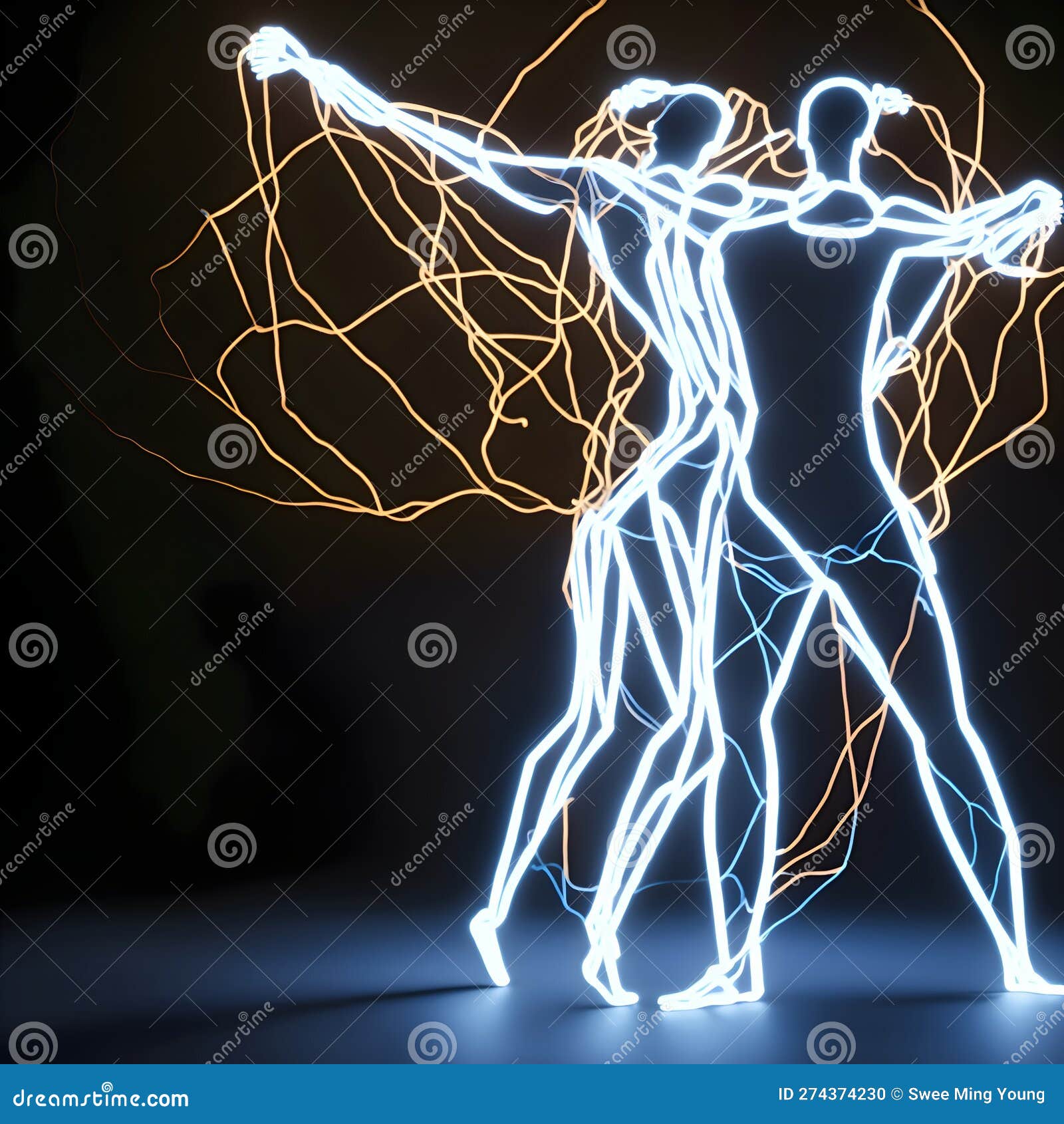 Image of an Abstract Shadowy Human Figure Dancing Form Made Up of Wires ...