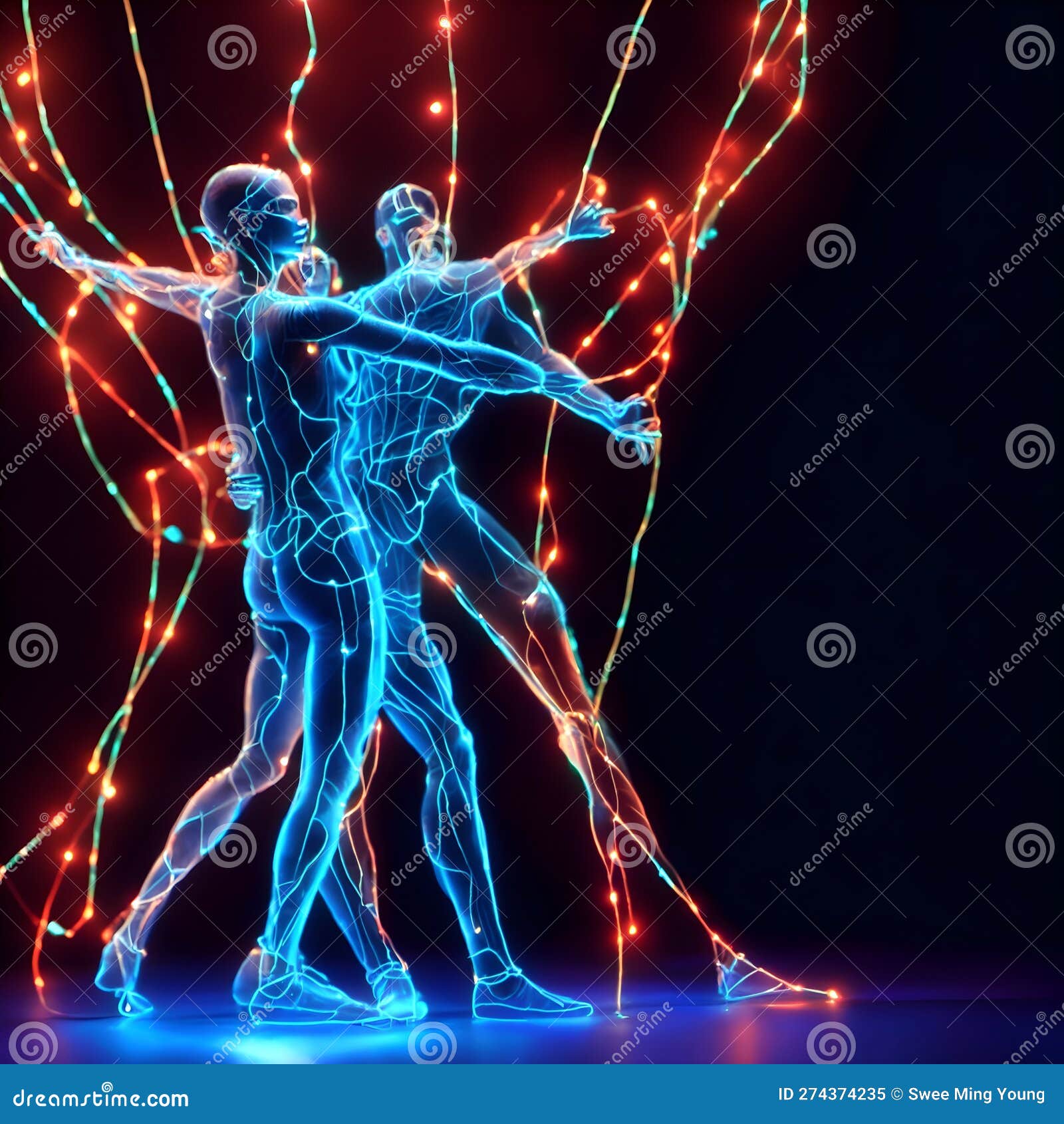 Image of an Abstract Shadowy Human Figure Dancing Form Made Up of Wires ...