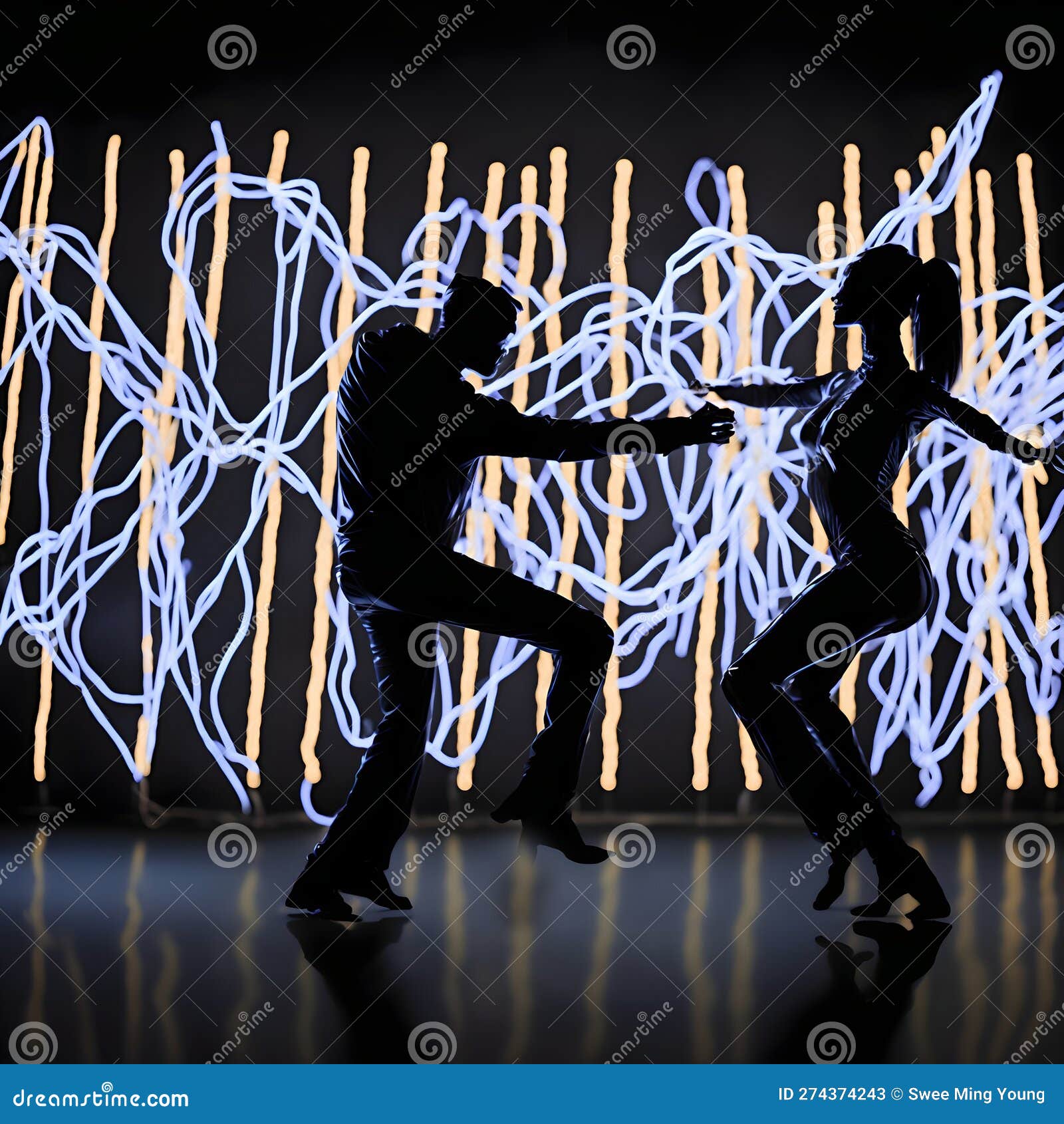 Image of an Abstract Shadowy Human Figure Dancing Form Made Up of Wires ...