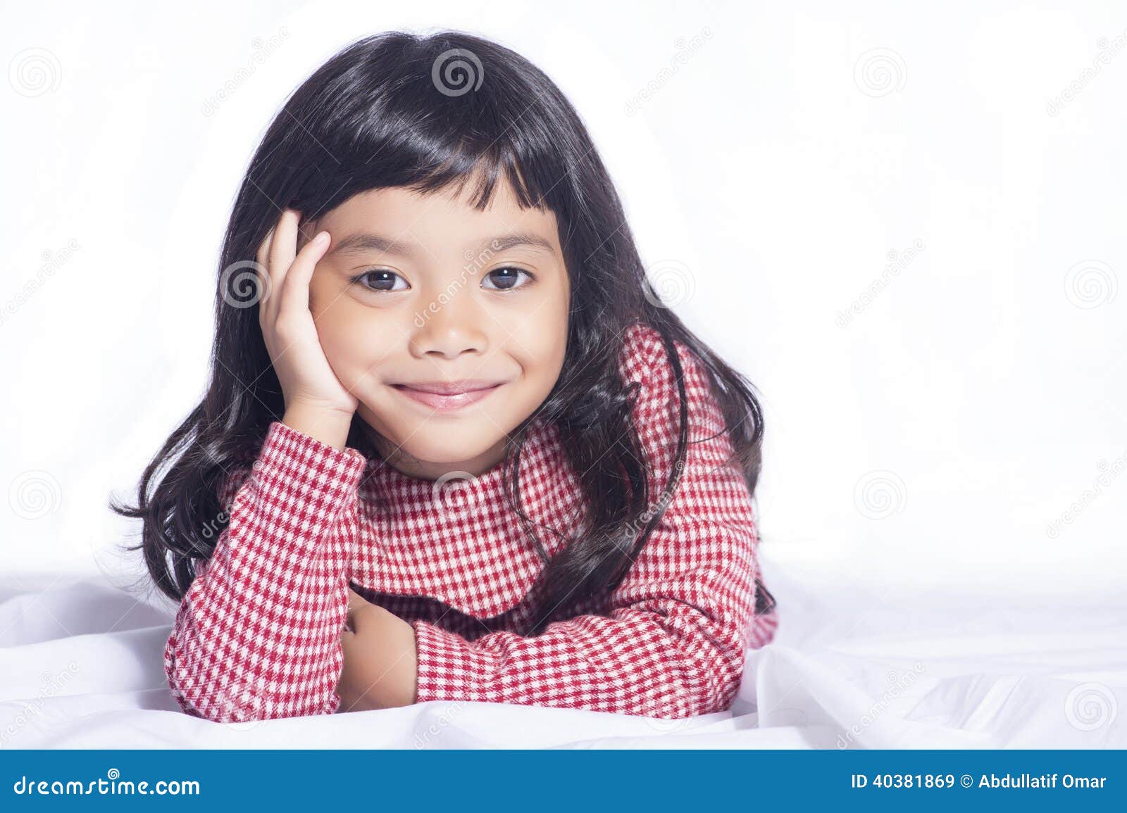 Image of Adorable Little Girl on White Background Stock Image - Image ...