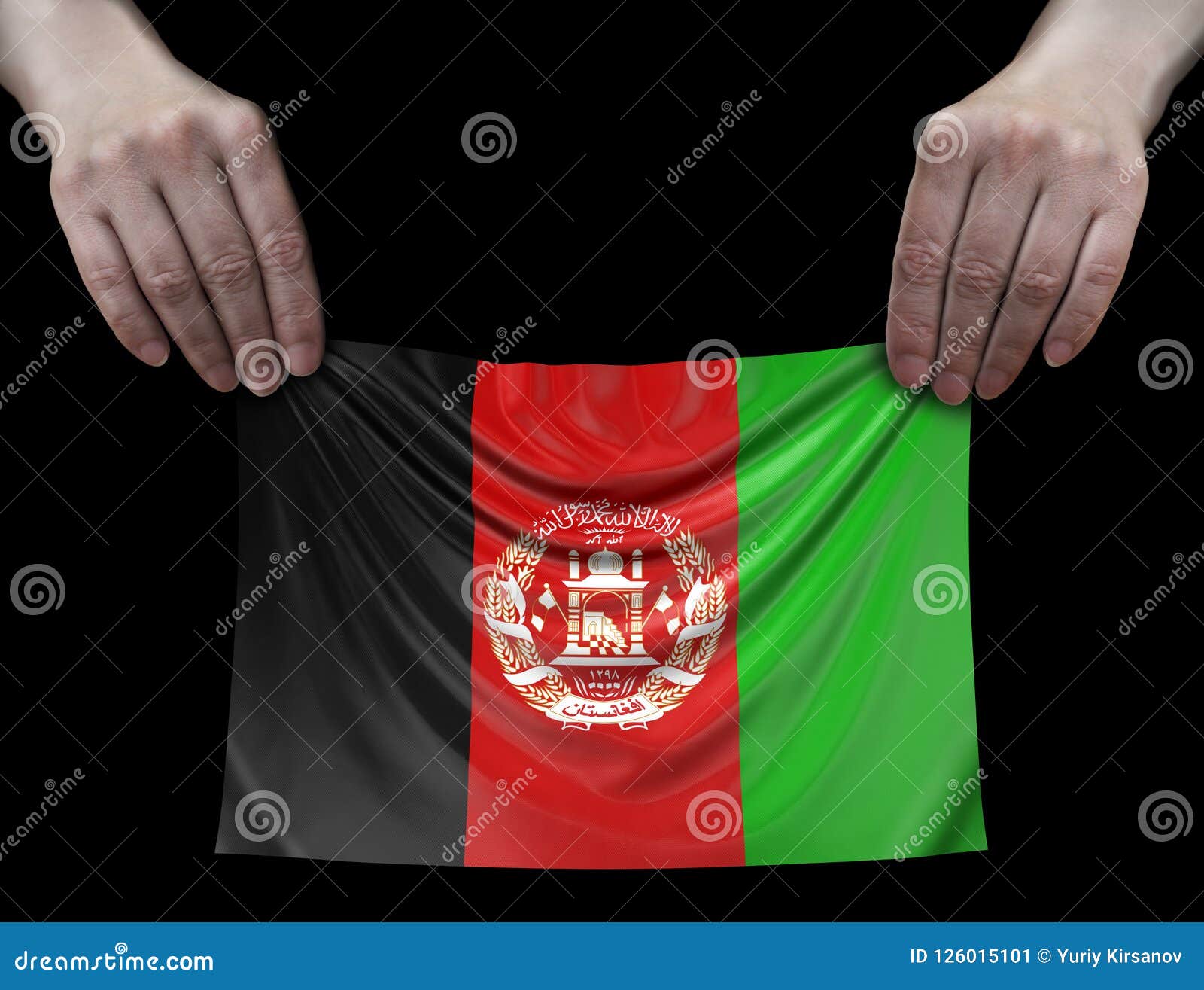 Afghani flag in hands stock illustration. Illustration of hand - 126015101