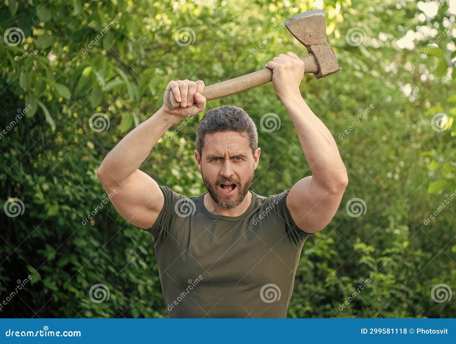 Image of Aggressive Man with Axe. Aggressive Man with Axe. Aggressive ...