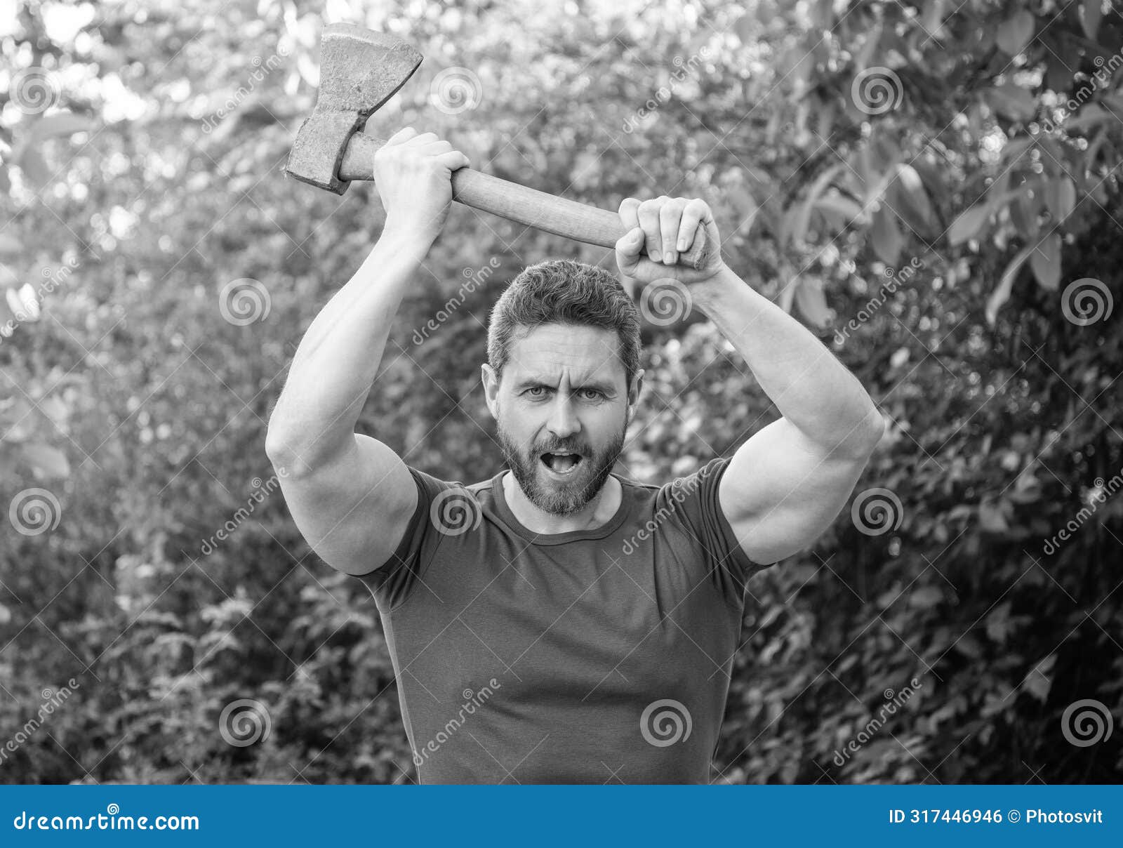 Image of Aggressive Man with Axe. Aggressive Man with Axe. Aggressive ...