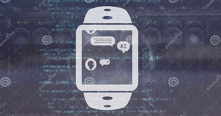 Image of Ai Chat Box in Digital Watch Over Computer Language Against ...