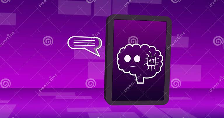 Image of Ai Data Processing and Icons Over Computer Screen Stock ...