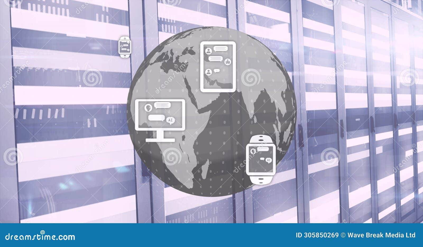 Image of Ai Data Processing Over Grid Globe and Computer Servers ...
