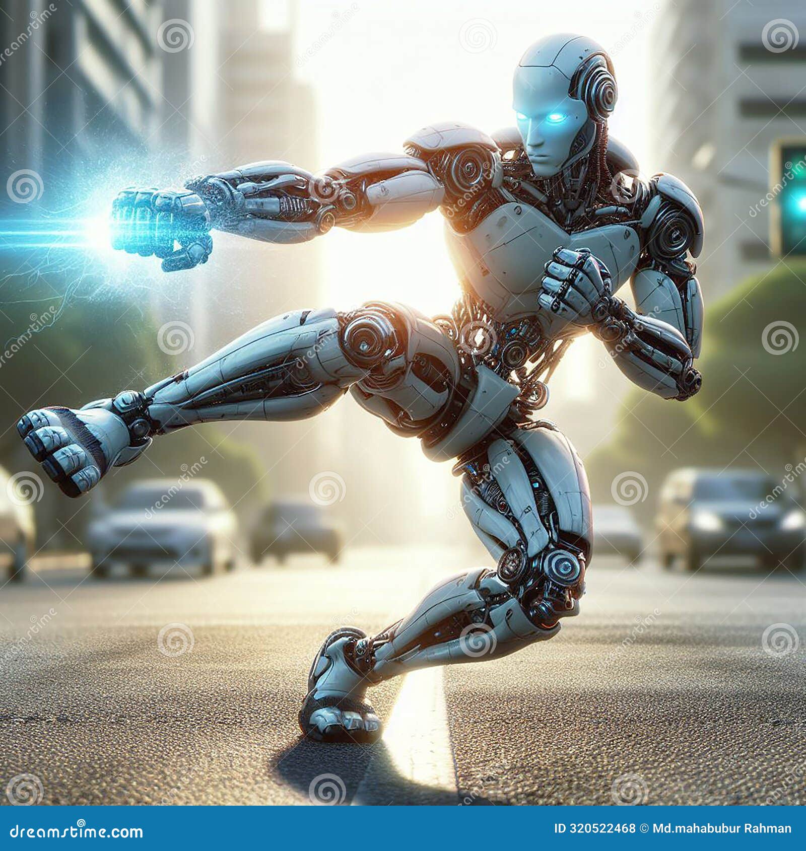 Robot are Punching Someone Enemy Stock Vector - Illustration of sports ...