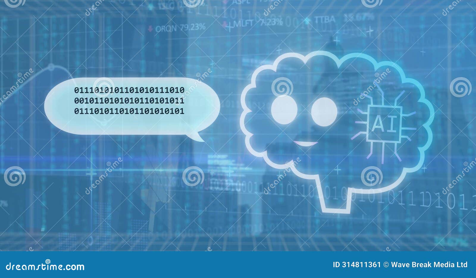 Image of Ai Text in Cloud Over Binary Codes, Computer Language, Map ...