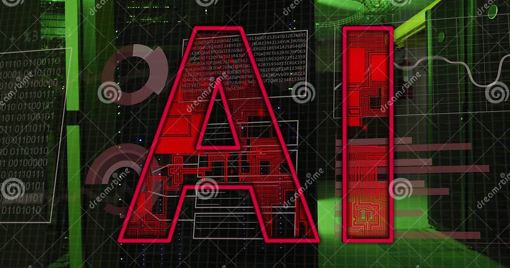 Image of Ai Text and Data Processing Over Computer Servers Stock Image - Image of internet, text ...