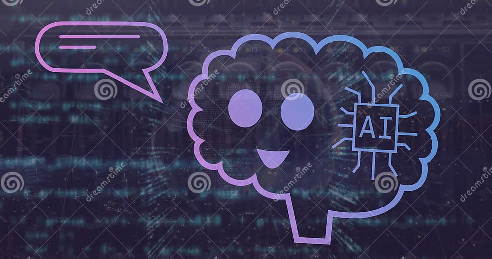 Image of Ai Text and Icon Over Data Processing Stock Illustration ...