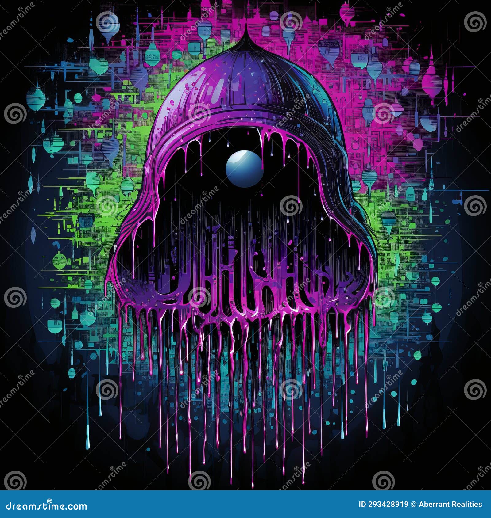 An Image of an Alien Head with Dripping Paint on it Stock Illustration ...