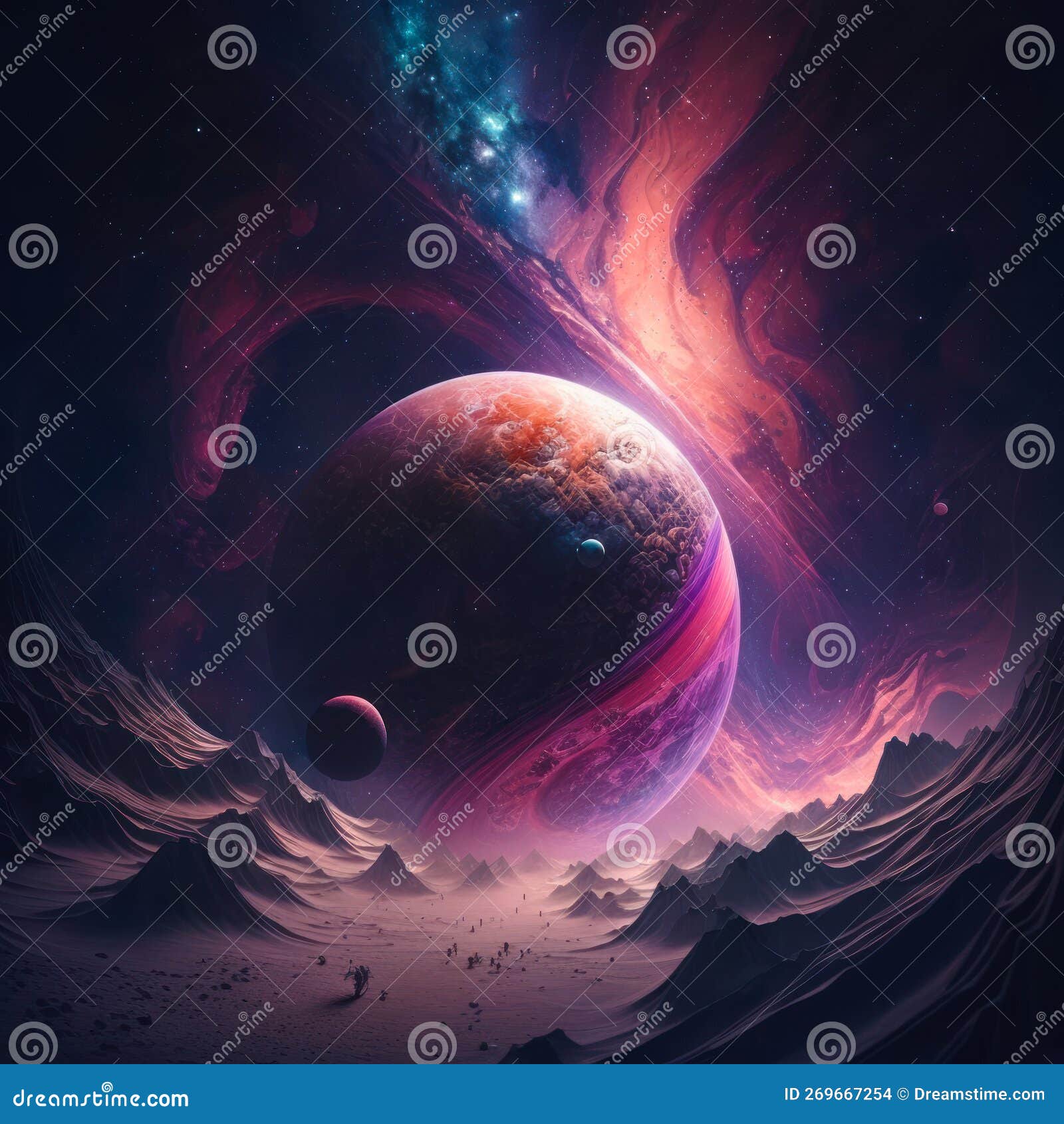 An Image of an Alien Planet in Space. Generative AI Stock Photo - Image ...