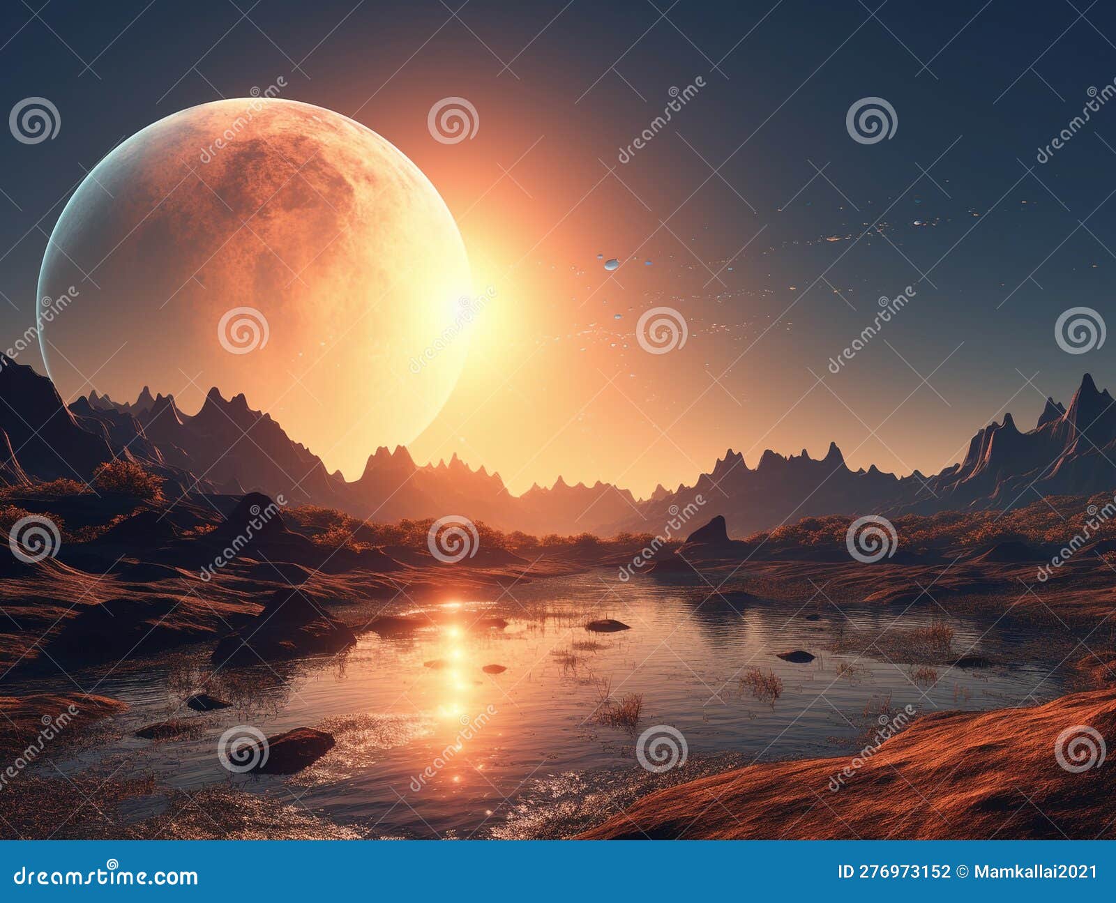 Image of an Alien World with Multiple Suns or Moons in the Sky Stock ...