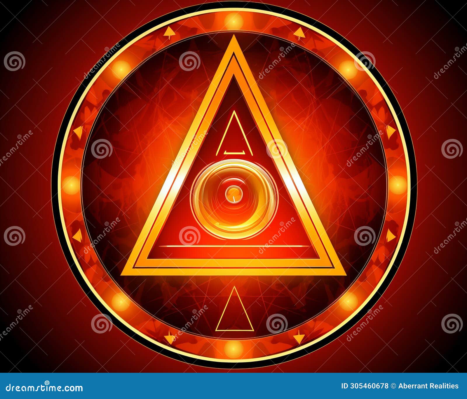 An Image of an All Seeing Eye with a Red Triangle in the Center Stock ...