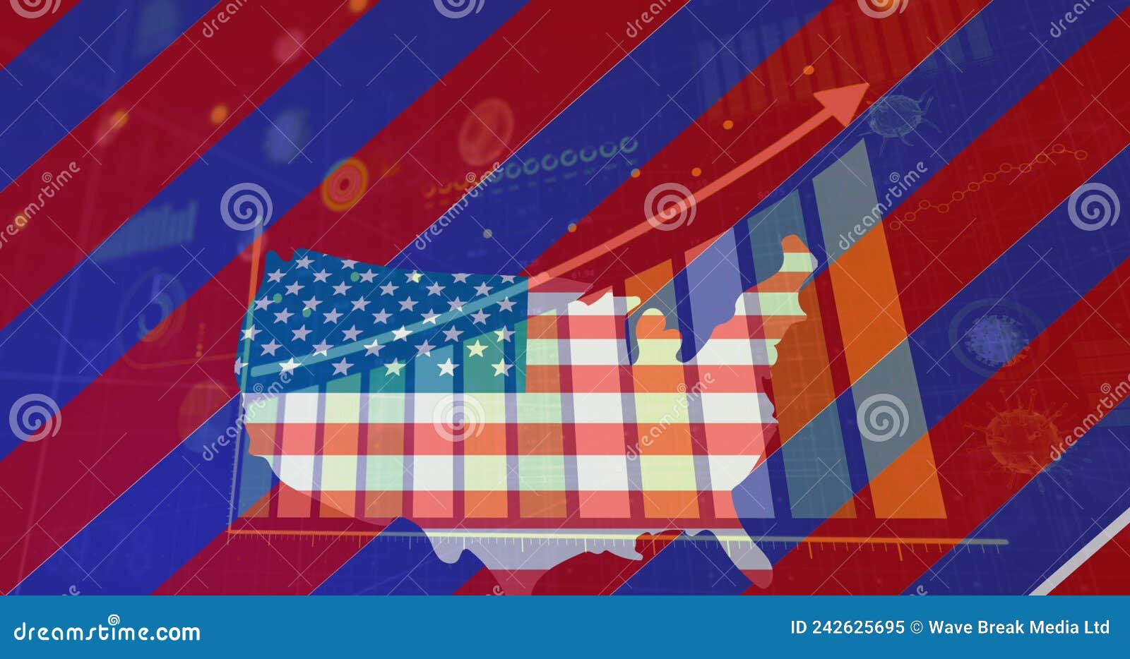 Image of American Flag with Statistics Processing Stock Illustration ...