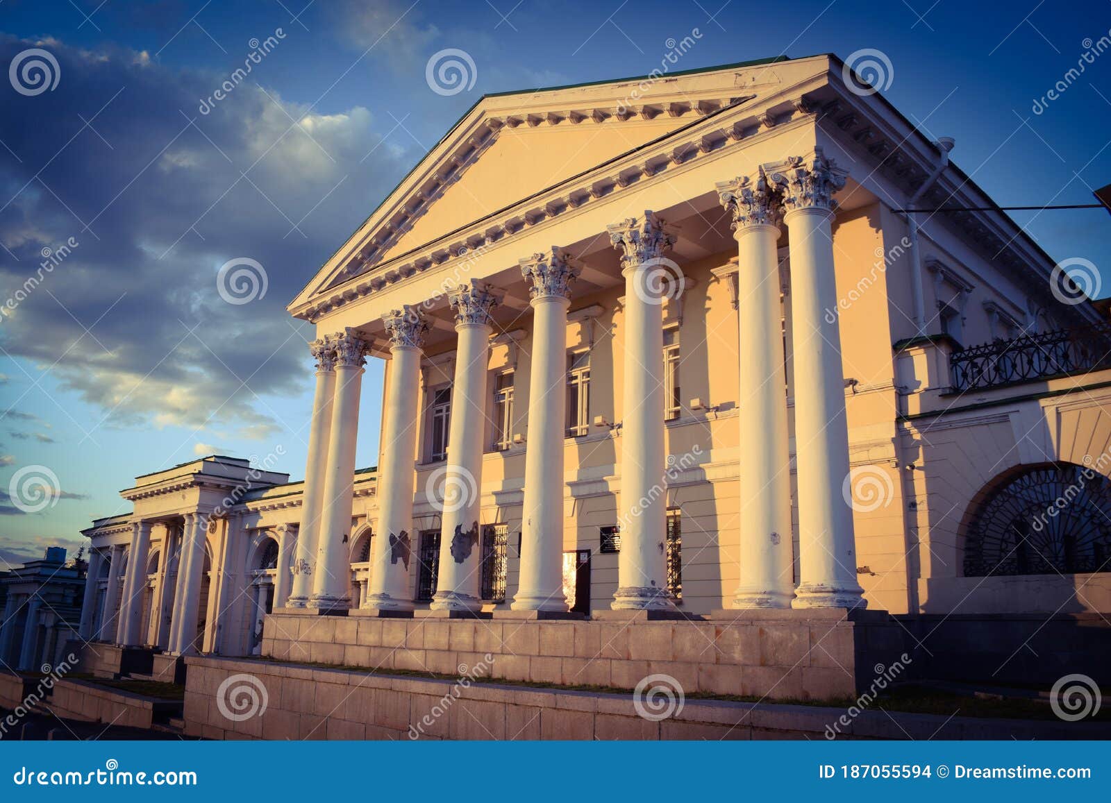 Ancient Building with Pillars in the Sun Stock Photo - Image of ...