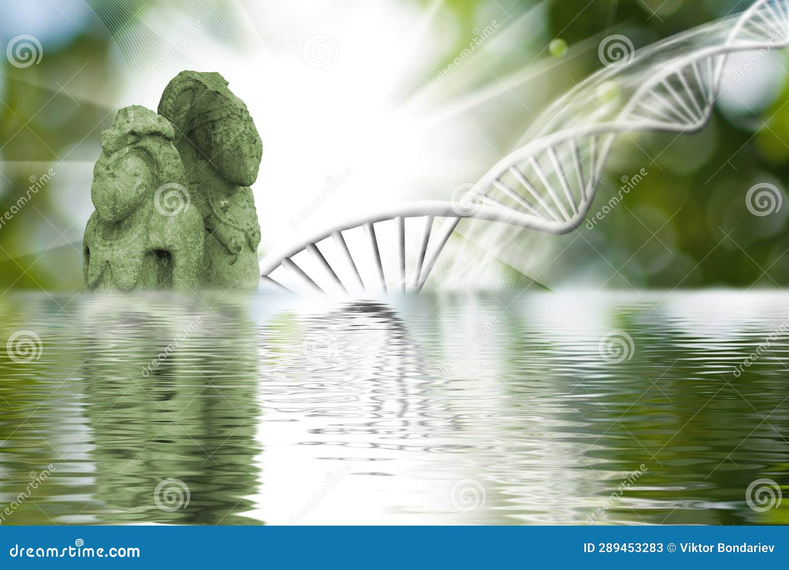 Image of Ancient Cult Figures and Stylized DNA Chains and Their ...