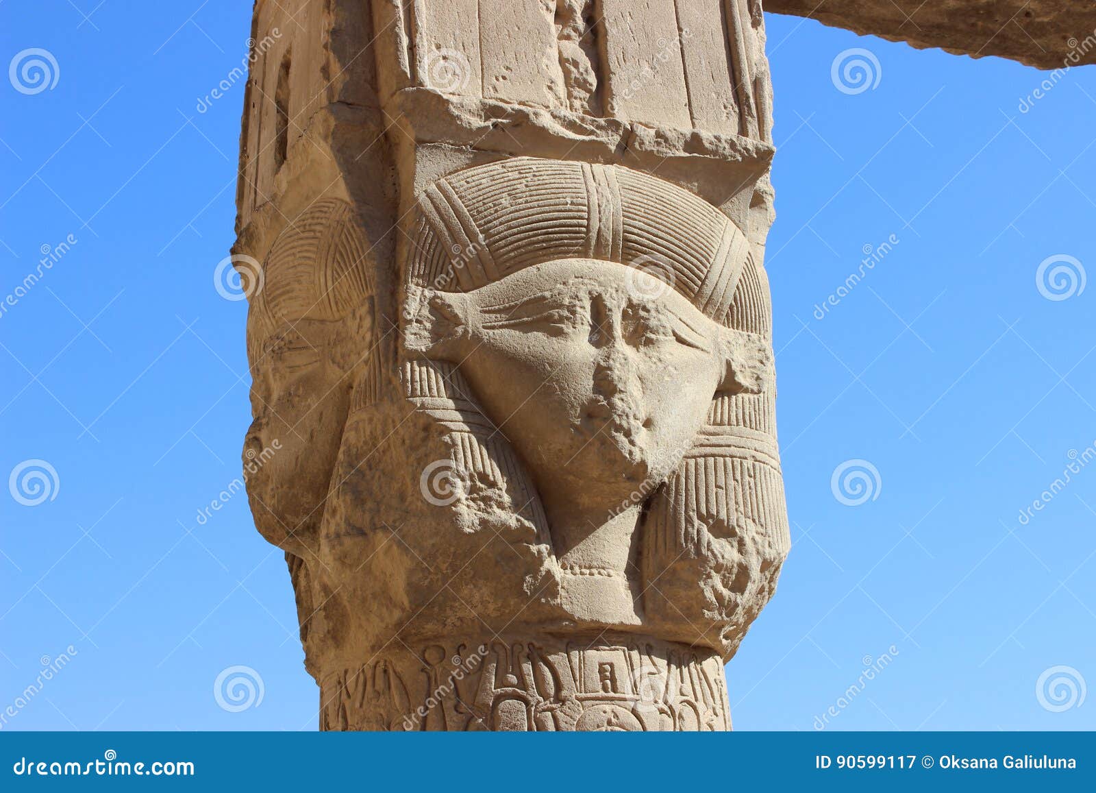 The Image of the Ancient Goddess Hathor at Dendera Stock Image - Image ...