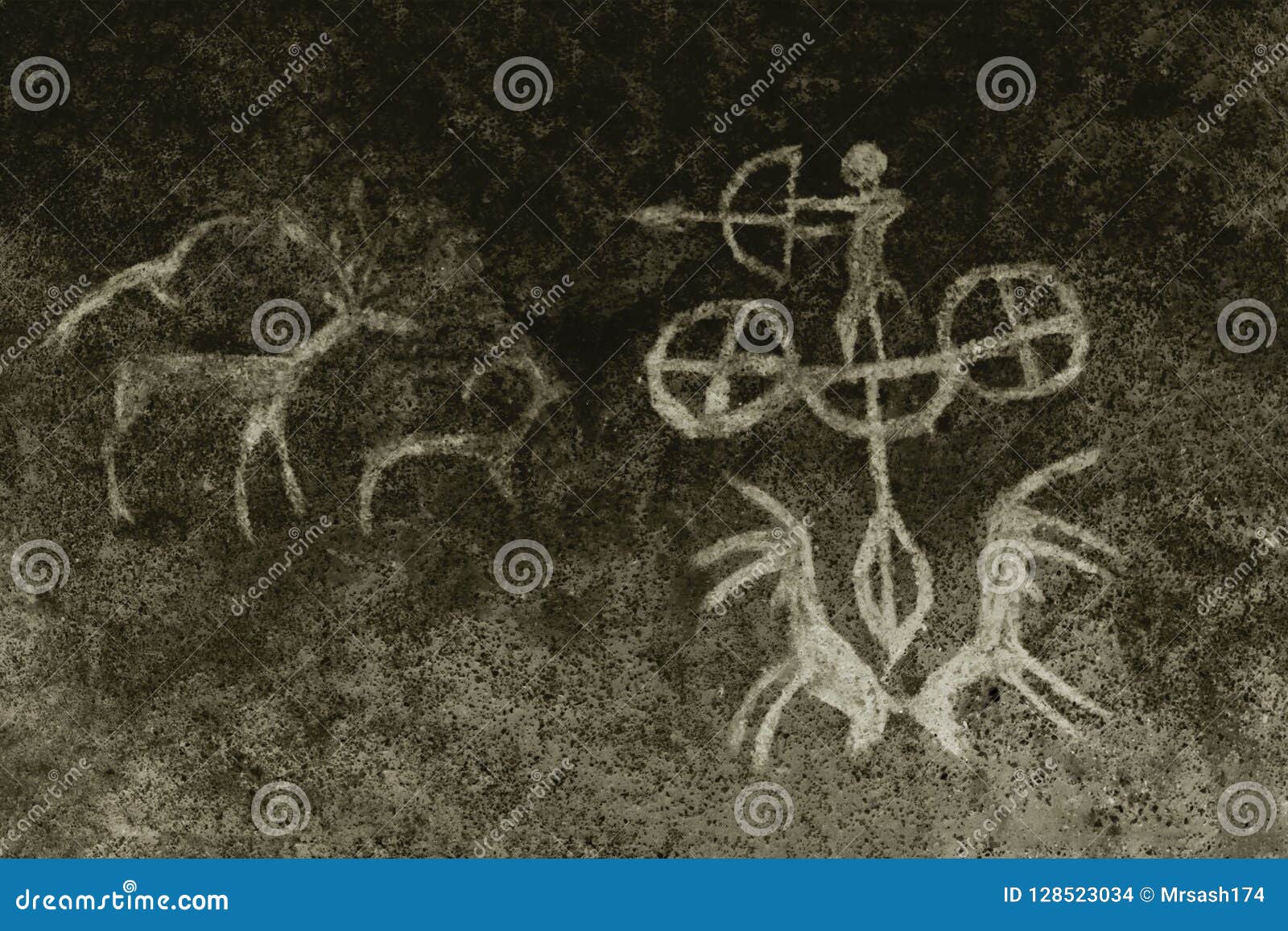Image of an Ancient Hunter on a Cave Wall. Stock Photo - Image of ...