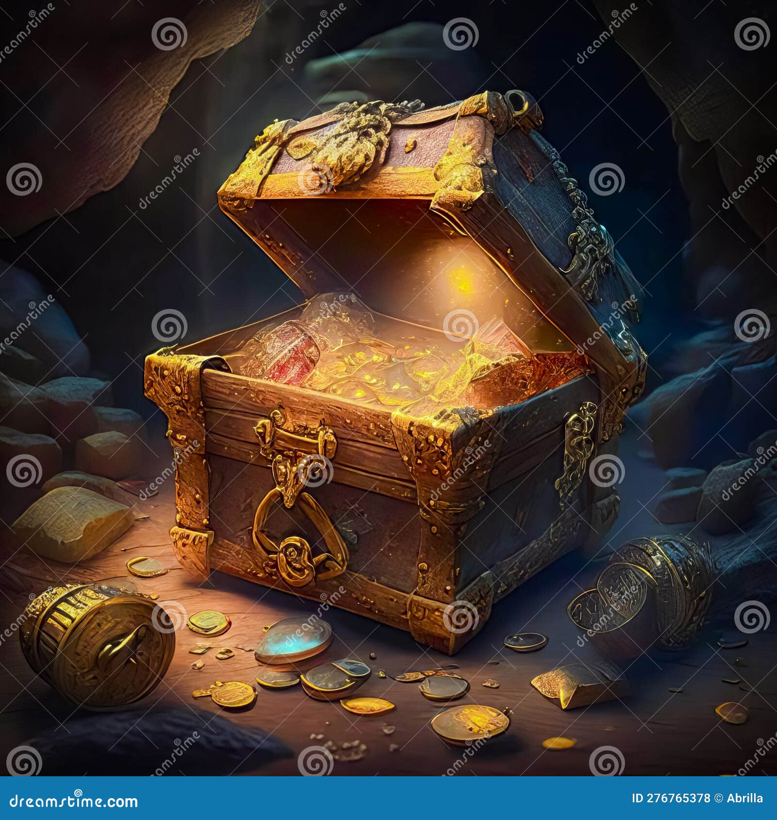Image of an Ancient Treasure in a Chest. Generative AI Stock Photo ...