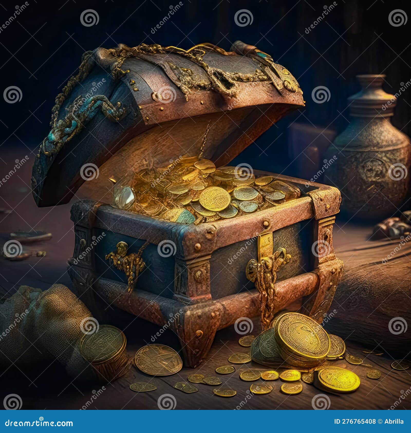 Image of an Ancient Treasure in a Chest. Generative AI Stock Photo ...