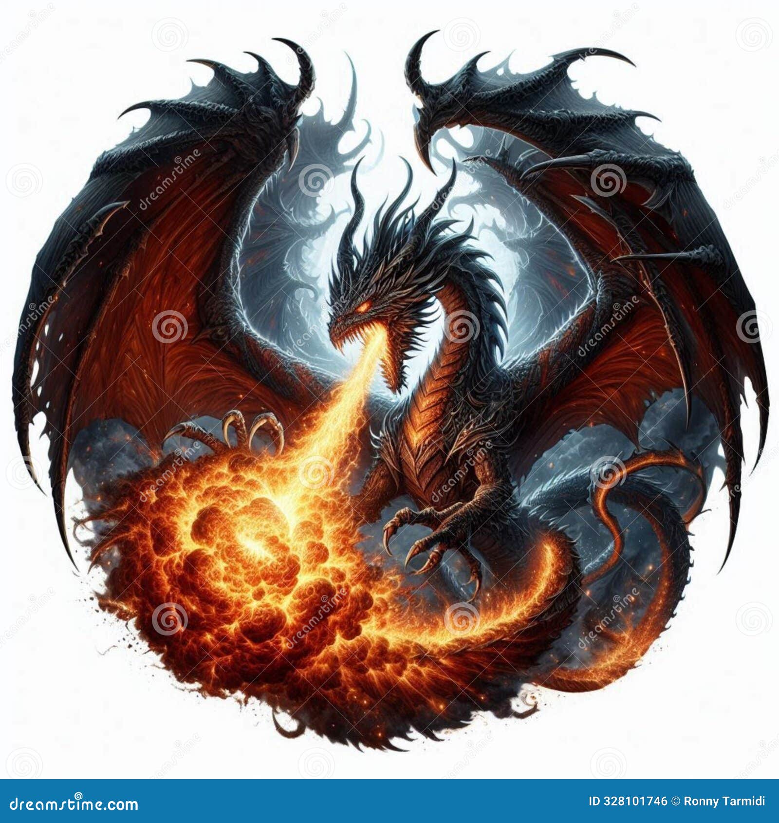 Image of an Angry Dragon Throwing Out Fireballs Stock Illustration ...