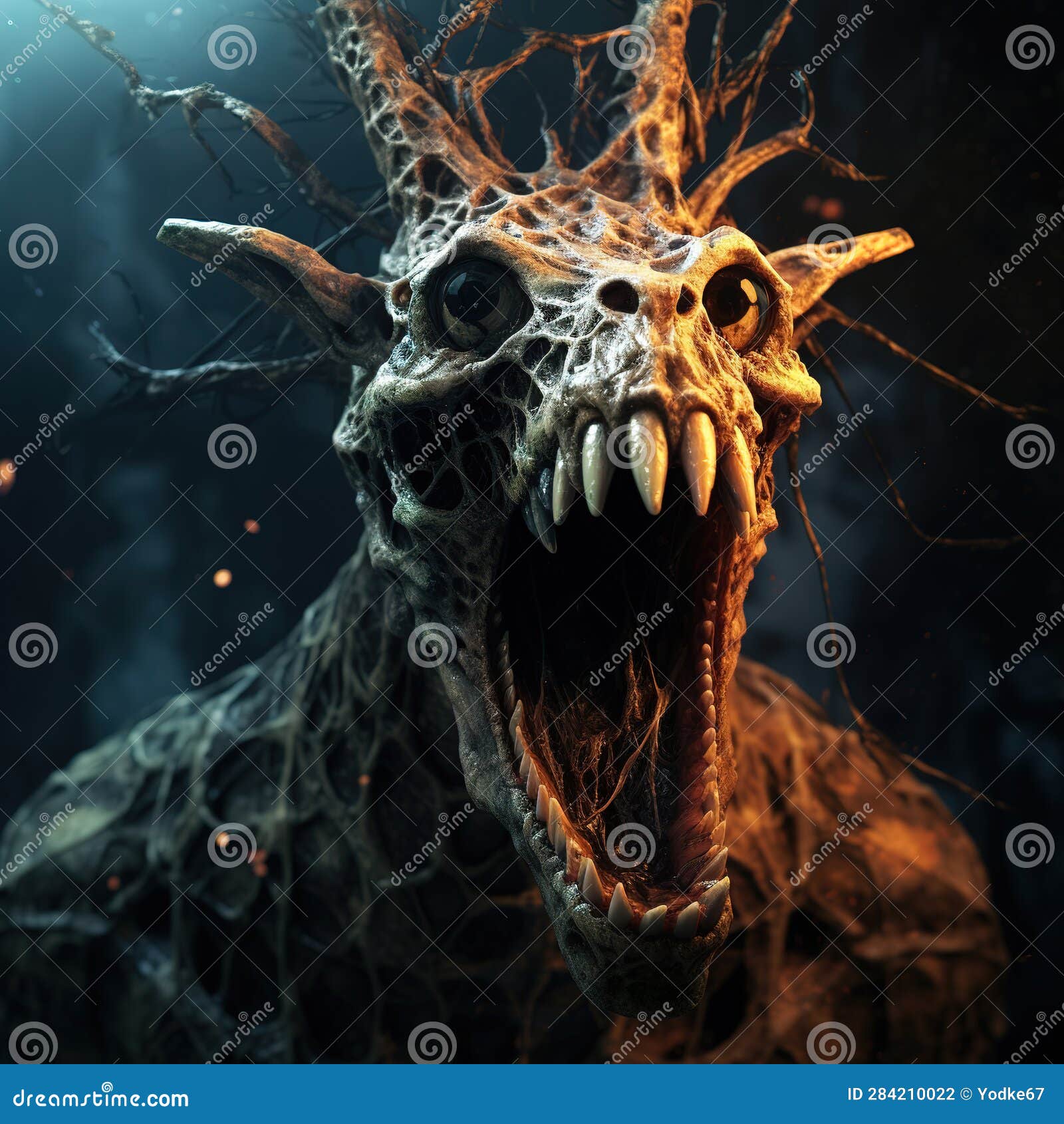 Image of Angry a Giraffe Devil Terrifying and Flames on Dark Background ...