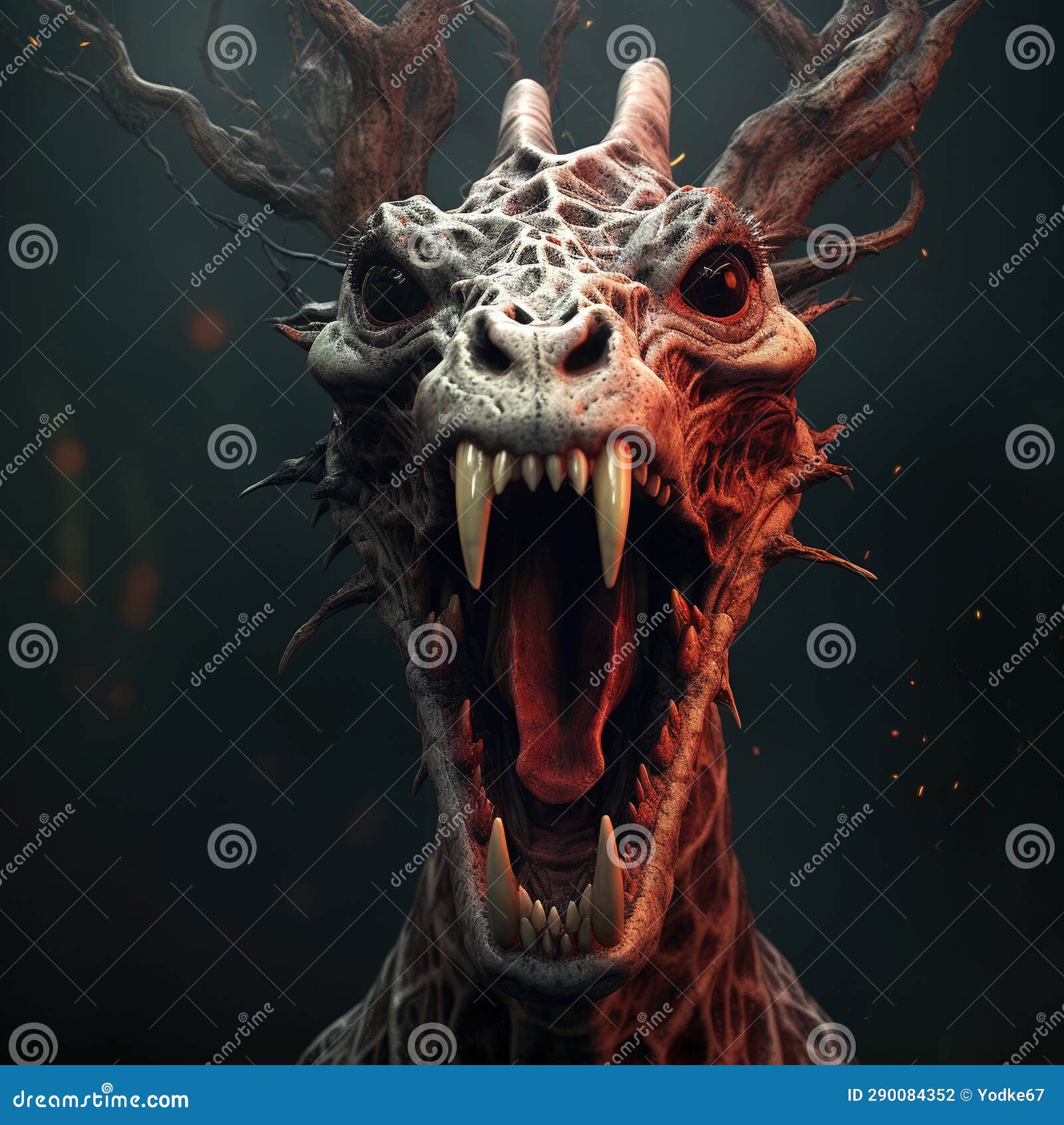 Image of Angry a Giraffe Devil Terrifying and Flames on Dark Background ...