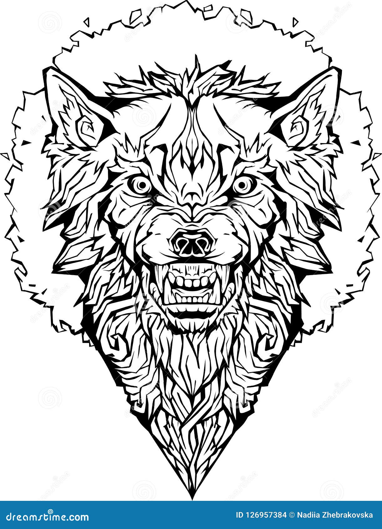 Angry Wolf in a Frame. Isolated. Coloring Page Stock Vector ...