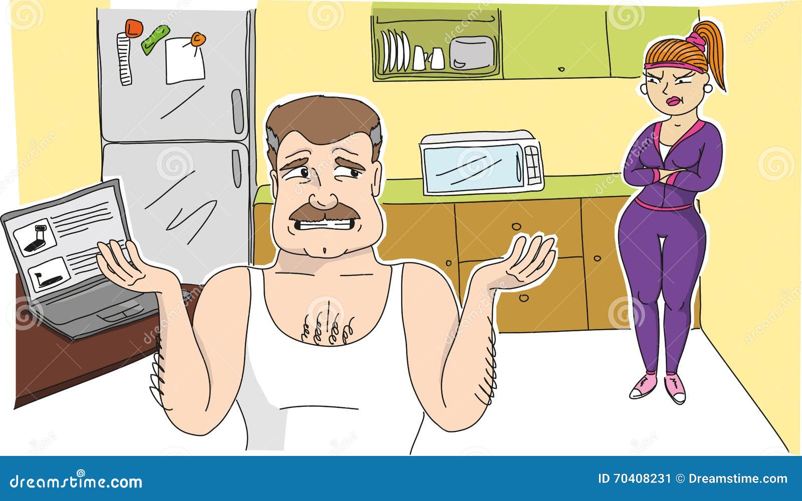 An Image of a Angry Woman and Her Husband Stock Illustration ...