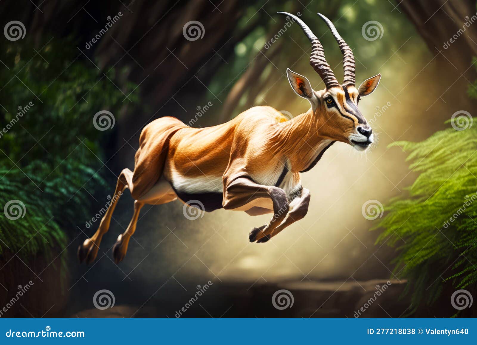 Image of Antelope Leaping through the Air in Forest. Generative AI ...