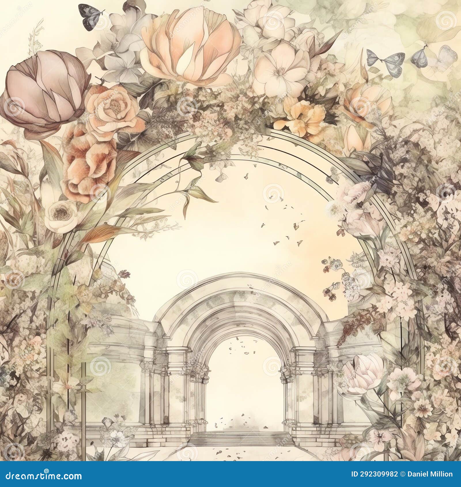 Arch Old Paper, Vintage Digital Paper Stock Illustration - Illustration ...