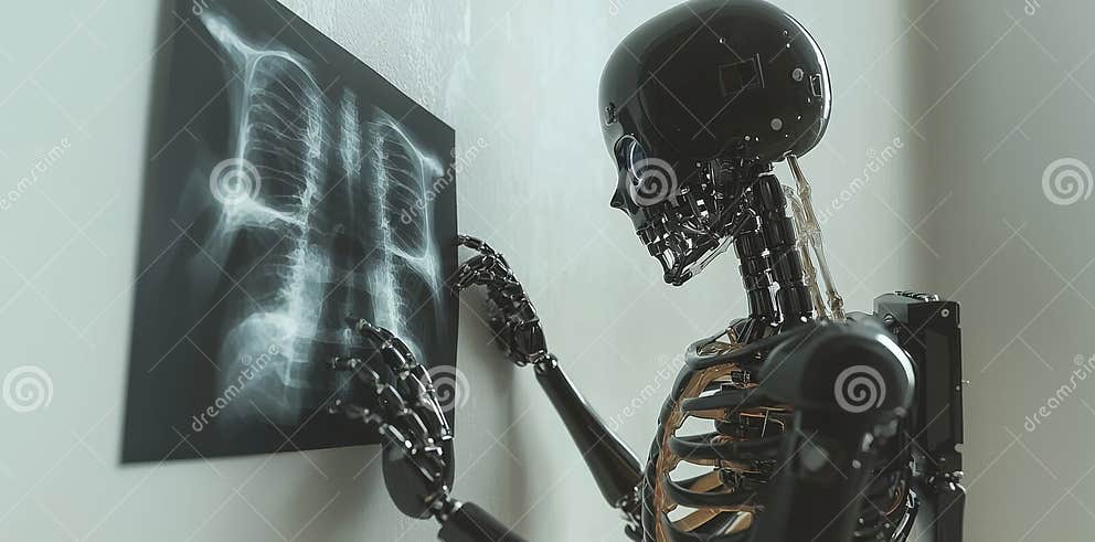 Image of an Artificial Skin Robot Analyzing X-rays of Teeth Stock Image ...