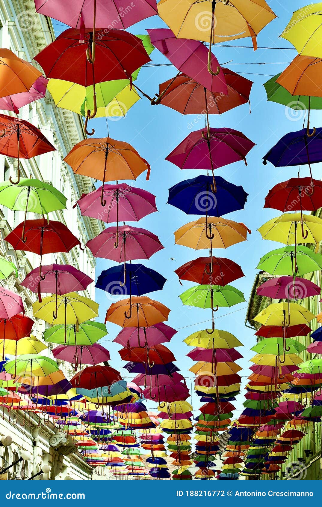 Image of Artistic Installation of Colored Umbrellas Editorial ...