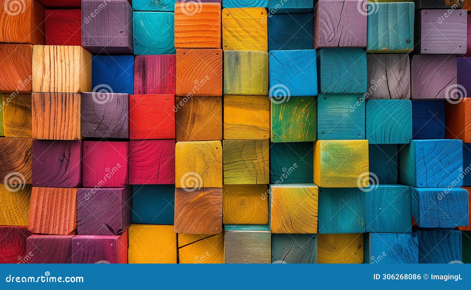 Image of Artwork Made of Colorful Wooden Blocks. Background of ...