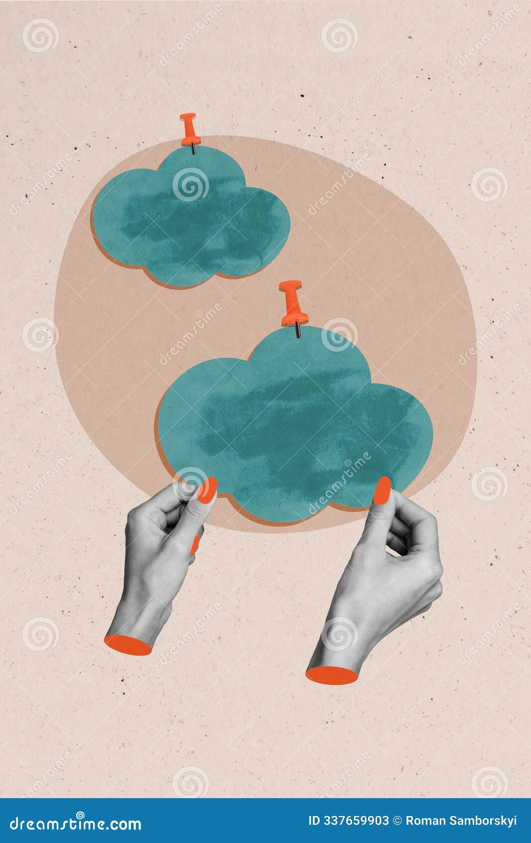 Placard Collage Of Man Woman Run Followers Black And White Isolated On ...