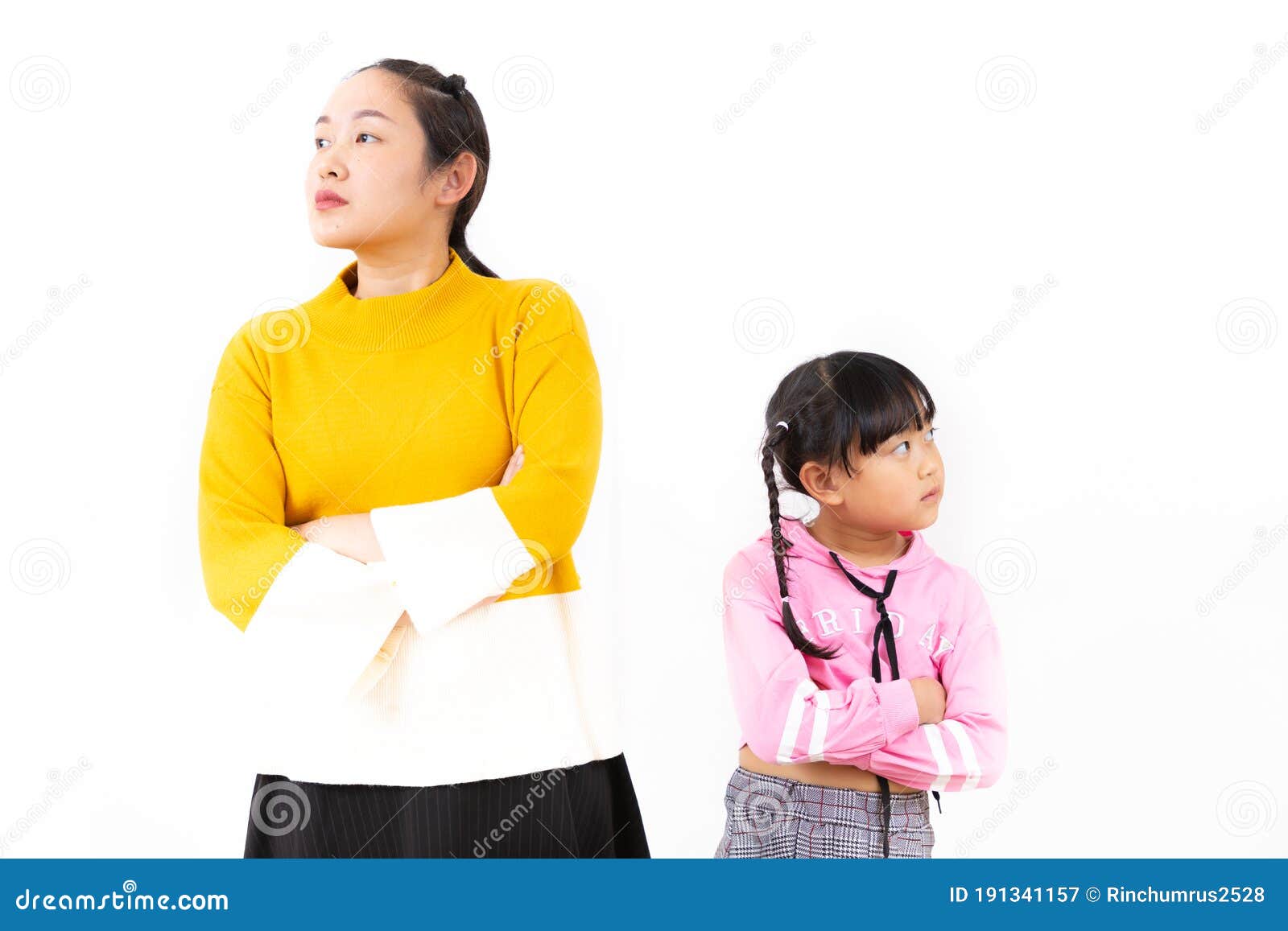The Image of an Asian Mother and Daughter Being Angry in a White ...
