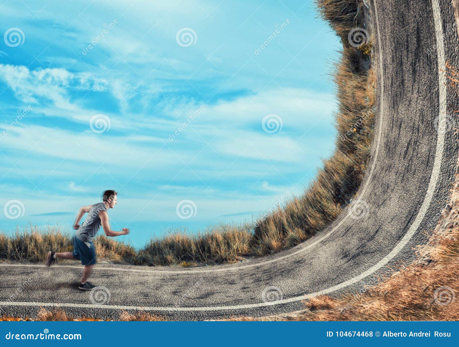 Athlete Running on a Bend Road. Stock Photo - Image of evolution, bend ...