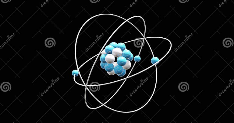 Image of Atom Model Spinning on Black Background Stock Image - Image of ...