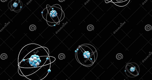 Image of Atom Models Spinning on Black Background Stock Illustration ...