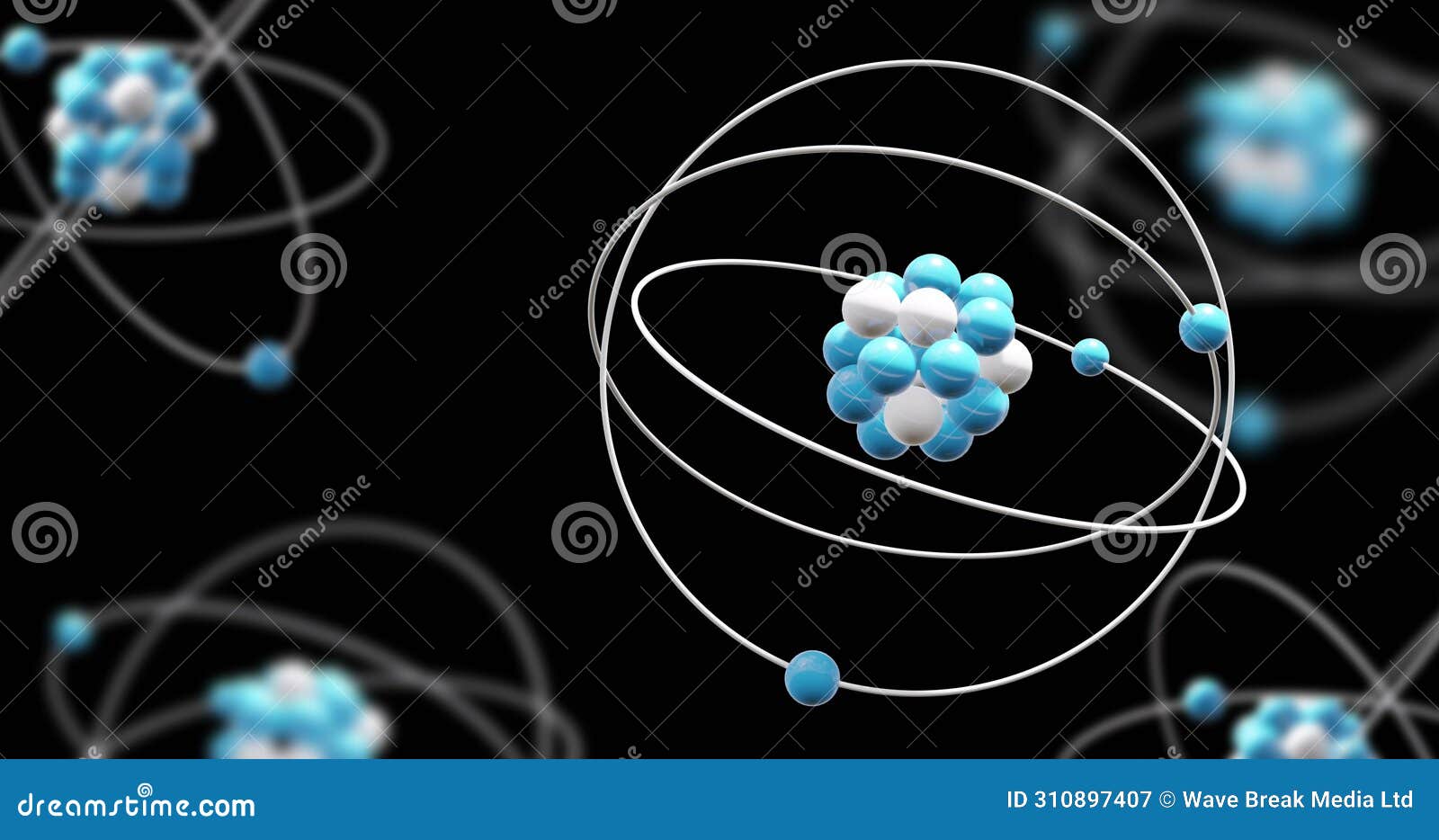 Image of Atom Models Spinning on Black Background Stock Image - Image ...