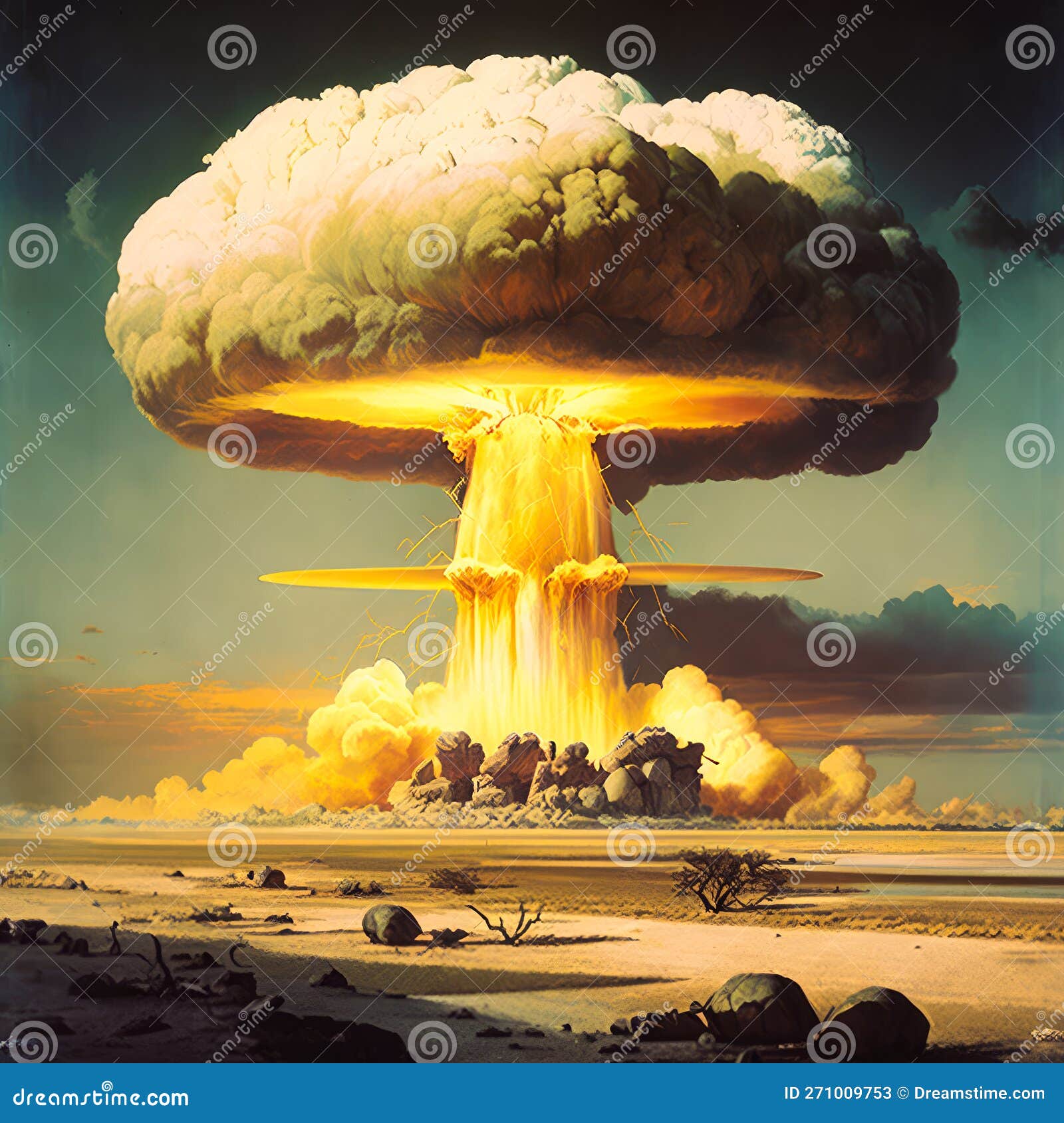 Image of an Atomic Bomb Exploding in the Sky. Generative AI Stock ...