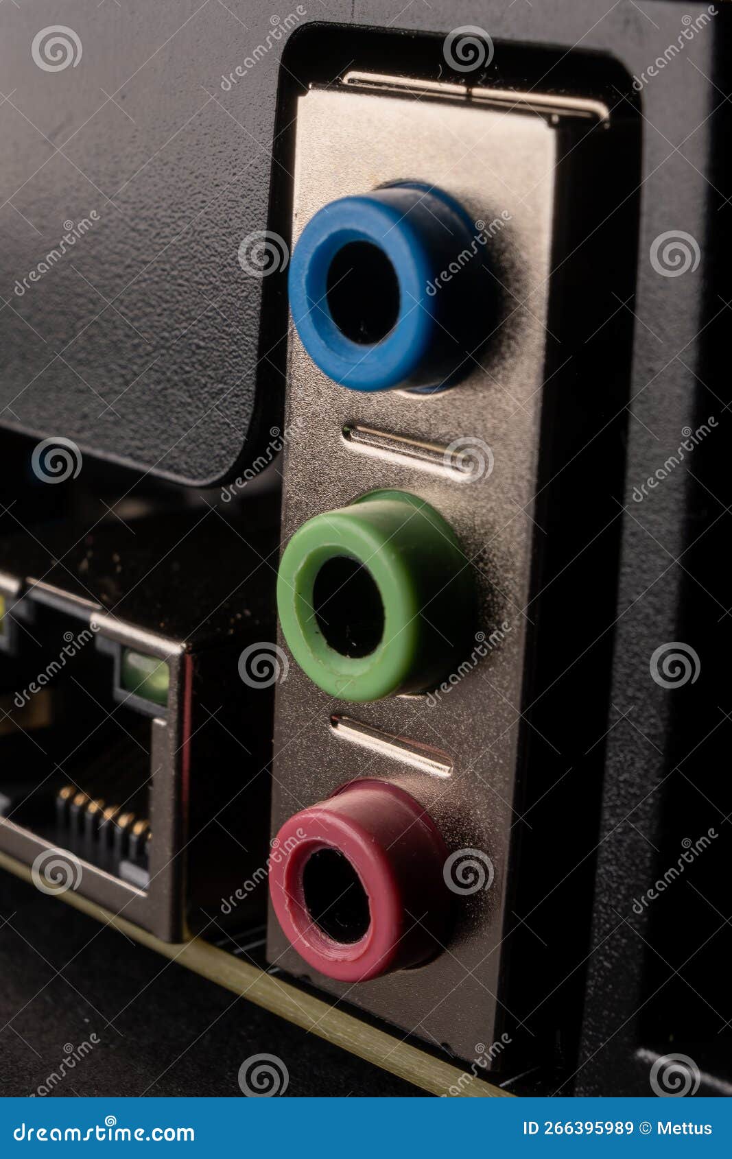 An Image of Audio Connectors on a Sound Card Backplate, Showcasing the ...