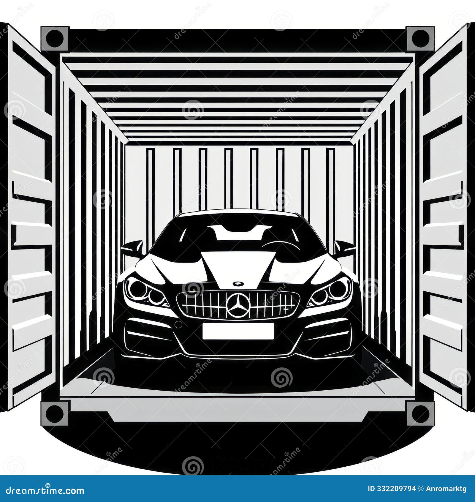 3d Rendered Illustration of a Car Inside of a Container Car ...