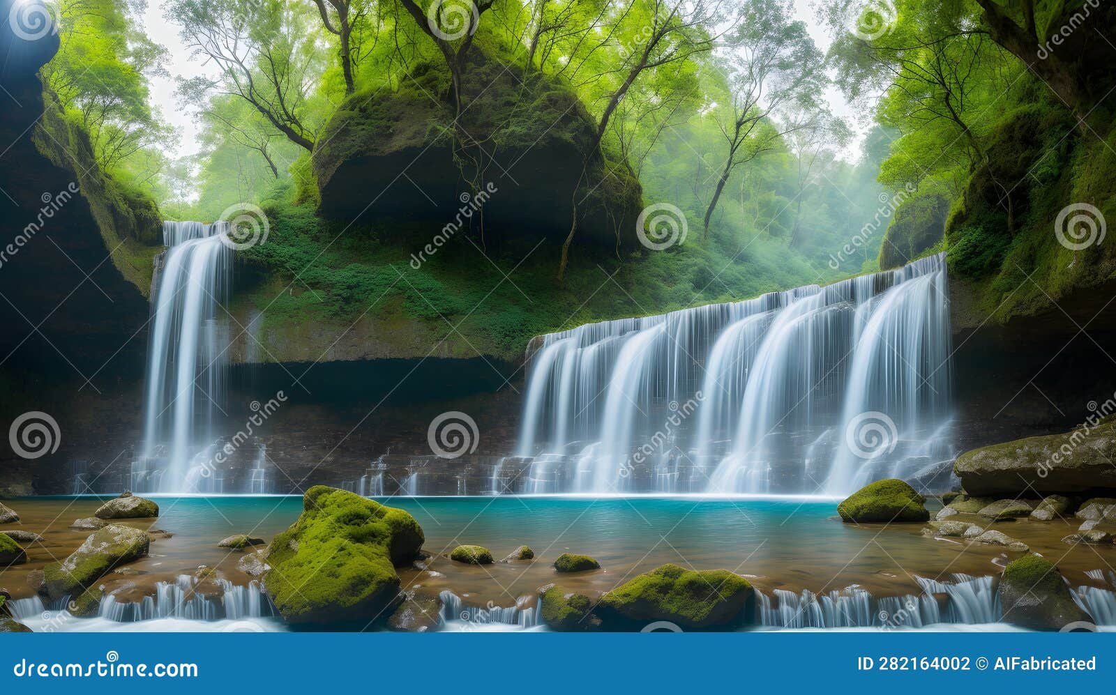 An Image of an Awe - Inspiring Waterfall in a Lush Green Forest AI ...