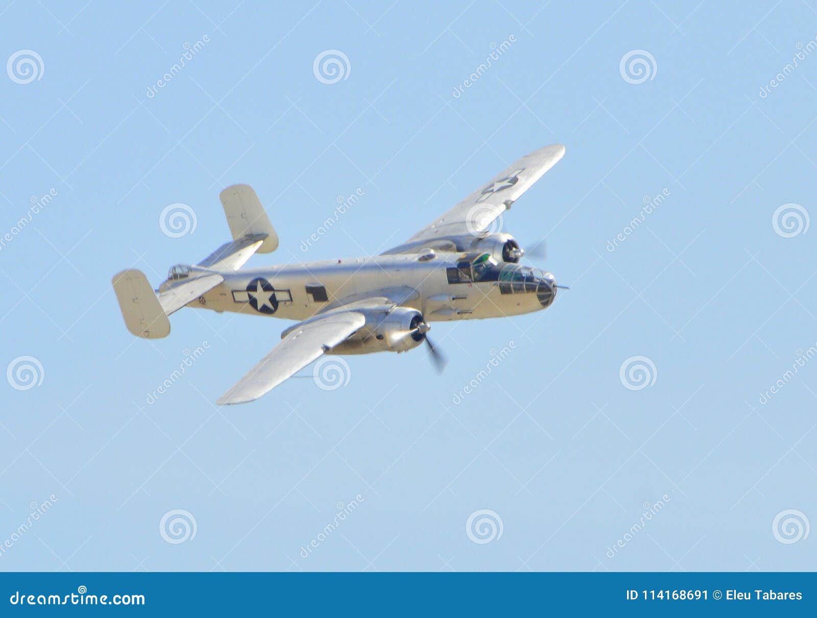 B-25 Mitchell Bomber Flying on Clear Sky Editorial Photo - Image of ...